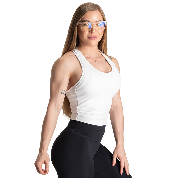 Köp Core Crop T-Back, White, XS | Gymgrossisten