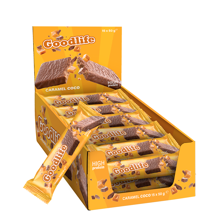 Köp 15 x Goodlife, 50 g, Caramel Coco | Gymgrossisten