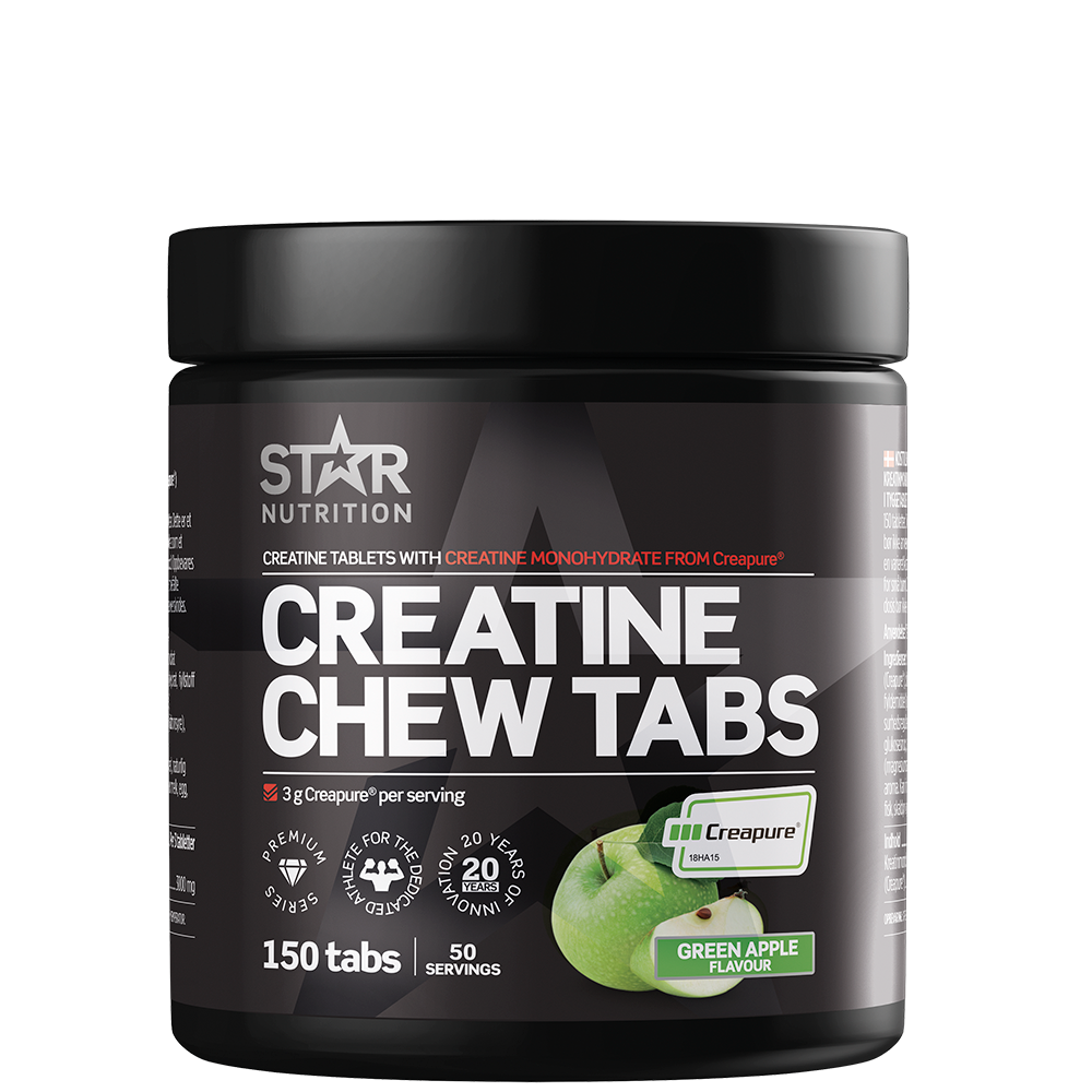 Köp Creatine Chew Tabs, Green Apple, 150 tabs | Gymgrossisten