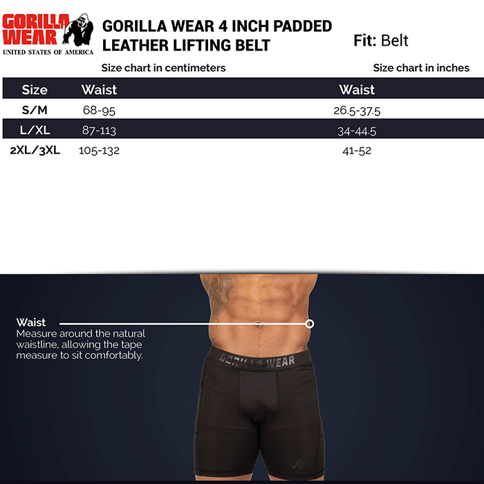 Köp 4 Inch Padded Leather Belt, black - 2XL/3XL | Gymgrossisten