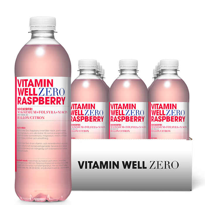 Köp 12 x Vitamin Well Zero, 500 ml, Raspberry | Gymgrossisten