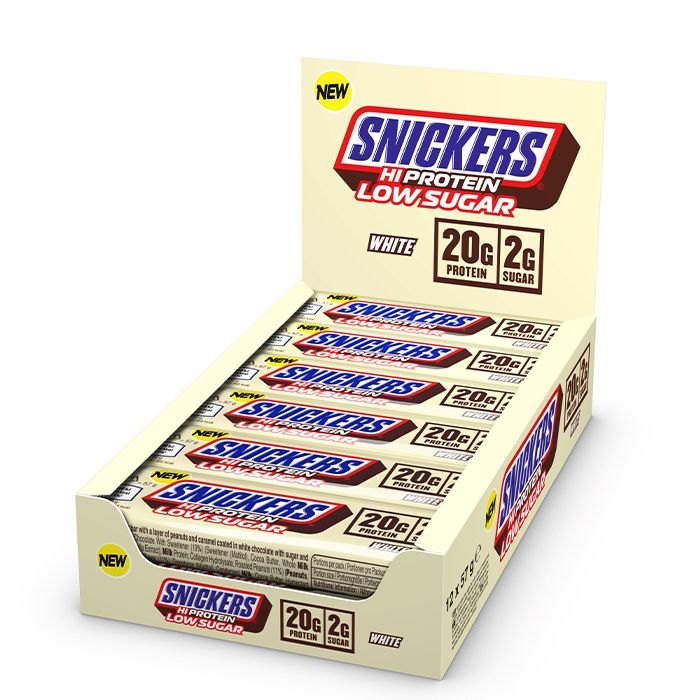 Köp 12 x Snickers High Protein Bar Low Sugar, 57 g, White Chocolate ...